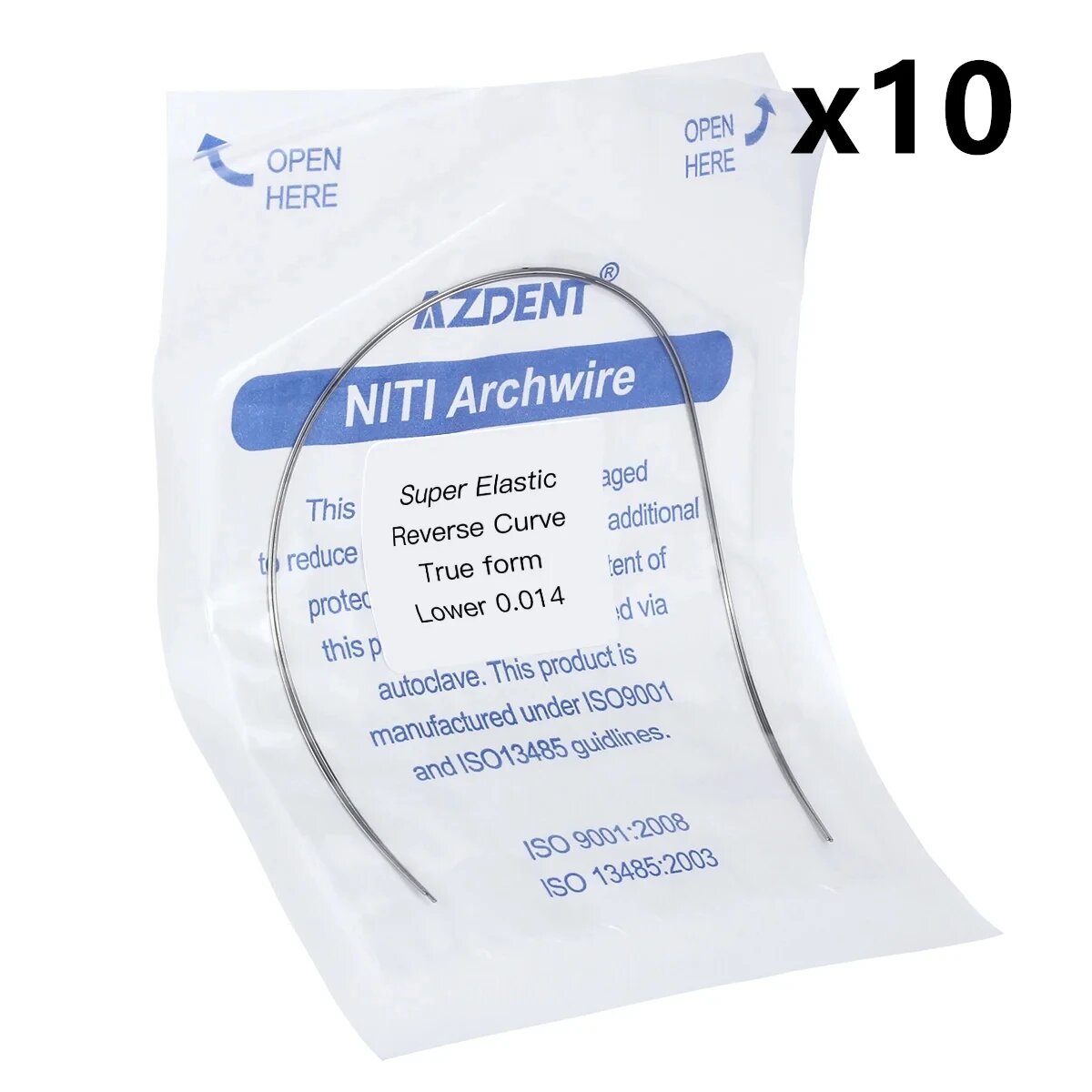 Ортодонтические дуги AZDENT NITI 10 упаковок 10Packs 014 Lower