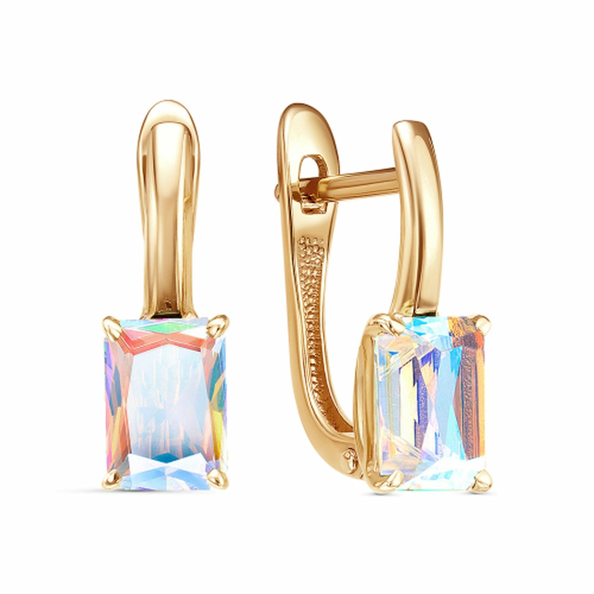 Серьги, красное золото, 585 проба, кварц