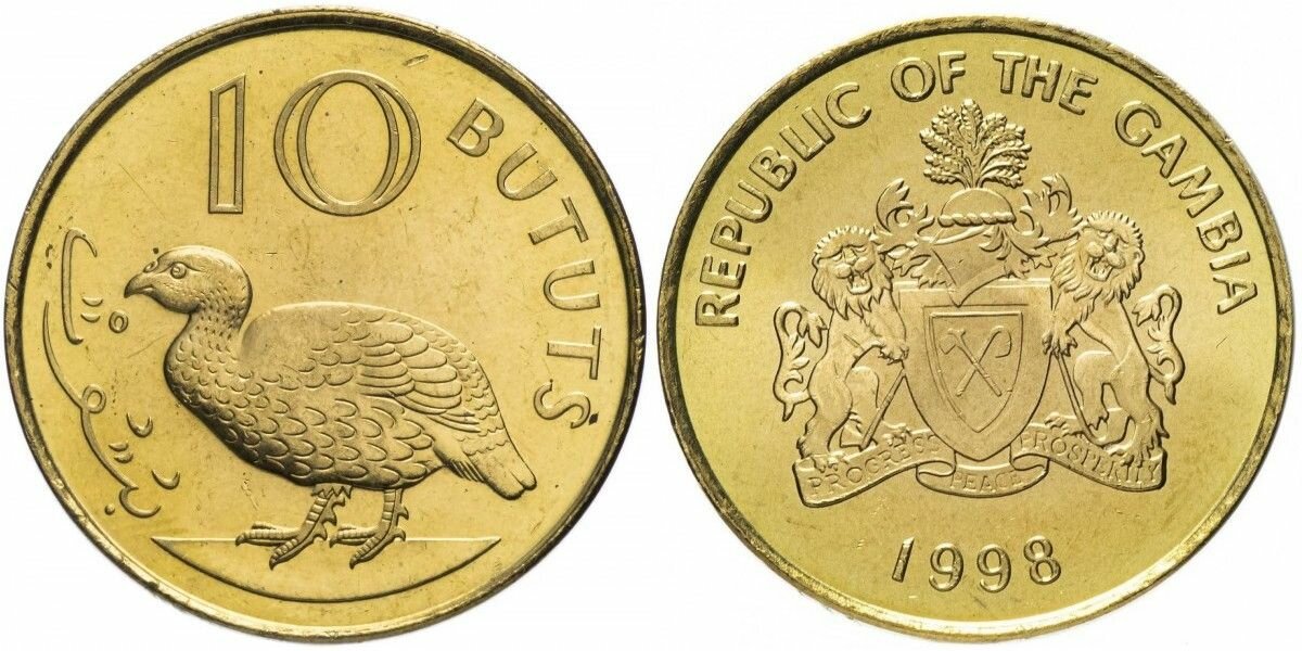 Гамбия 10 бутутов, 1998 Птица UNC
