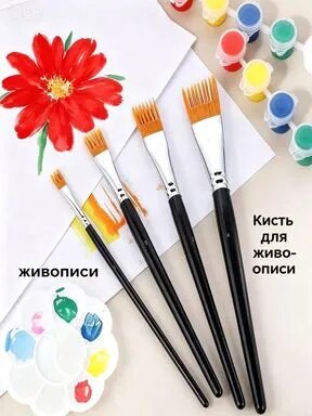 Набор кистей для рисования Веерная, 4 шт.