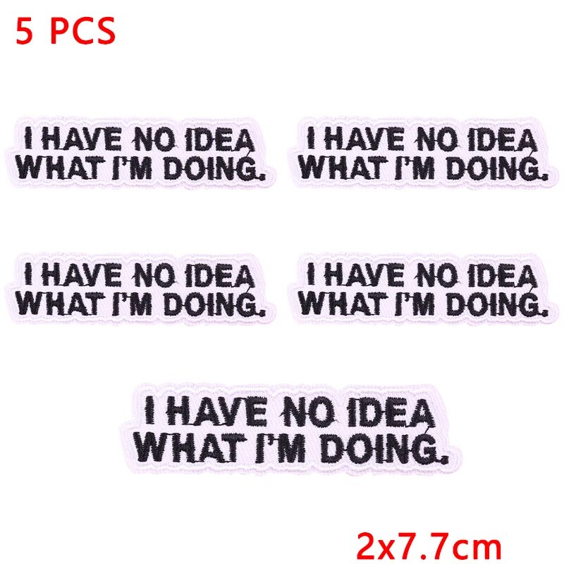 5 нашивок "I Have No Idea" фиолетовые, 2x7.7 см