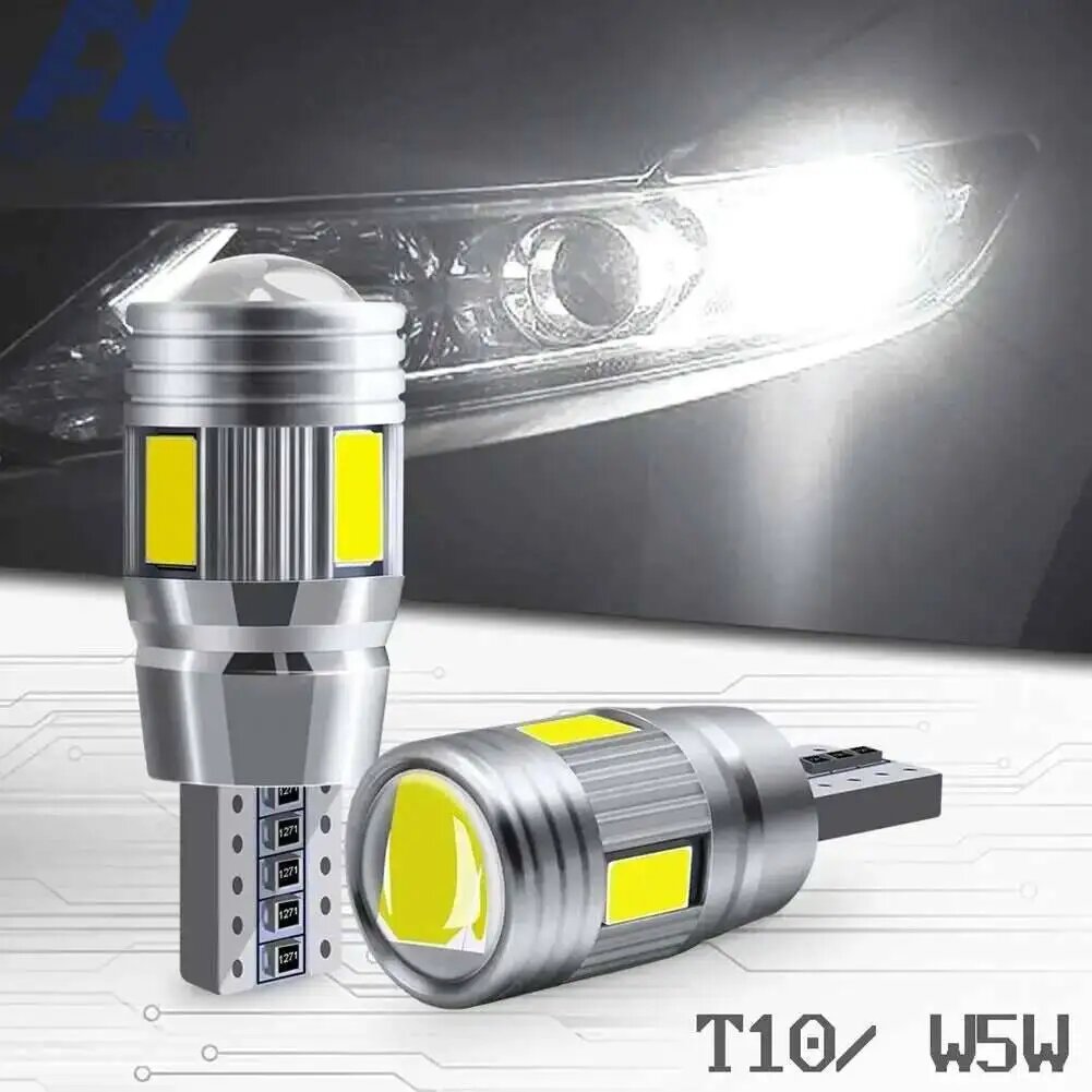 2X T10 W5W 194 Светодиодный Сигнальный Светильник 12 В 6000 К Универсальный Автомобильный Фонарь Багажника 6SMD 5630 Беспроши.