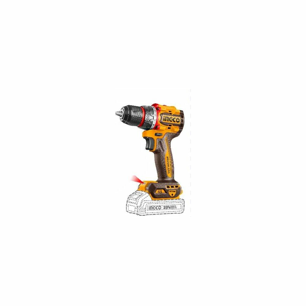 Бесщеточный шуруповерт INGCO 55Нм 20В, б/щ INDUSTRIAL CDLI205582