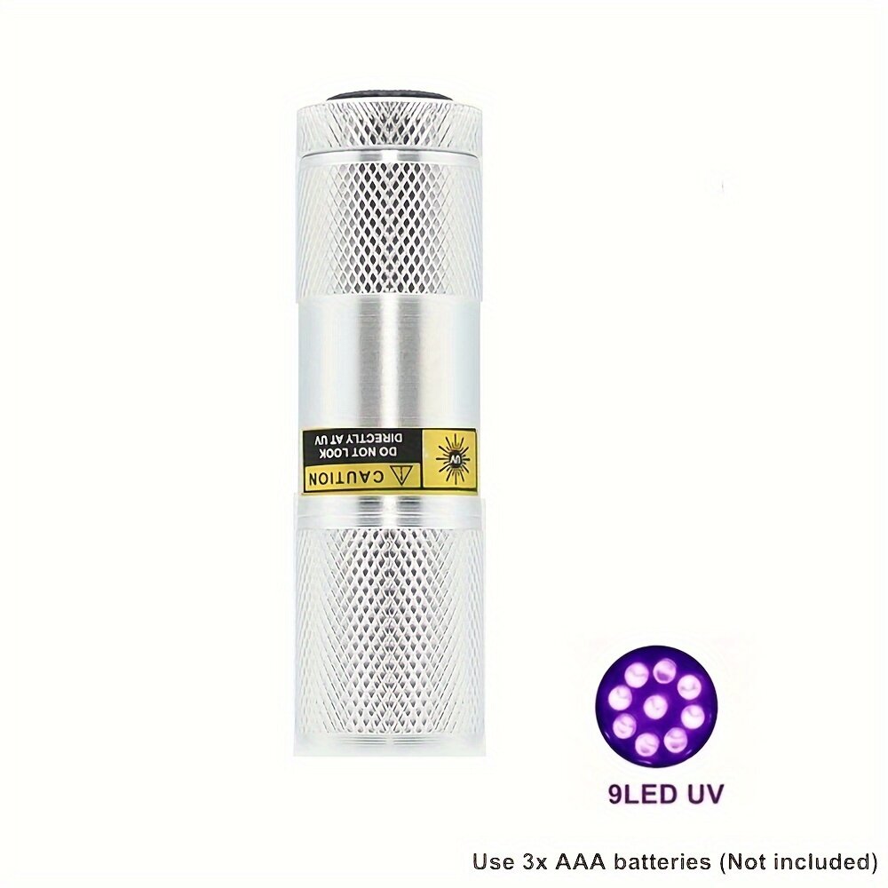 Alonefire Фонарик UV 395-400нм, 9 LED, мини-фонарик для отверждения, детектор плесени, проверка скрытых чернил, на батар