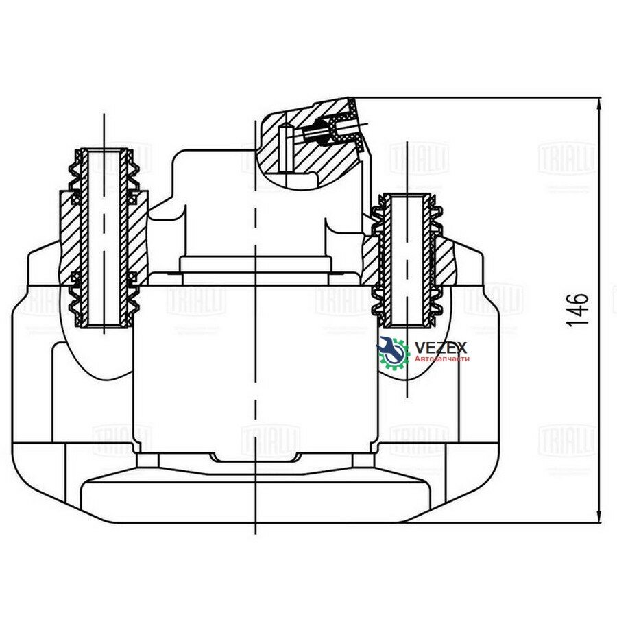 TRIALLI CF 800472 Суппорт торм. для а/м Mitsubishi Pajero Sport K90 (98-)/(08-)/(15-) зад. лев. d=43мм (CF 800472)