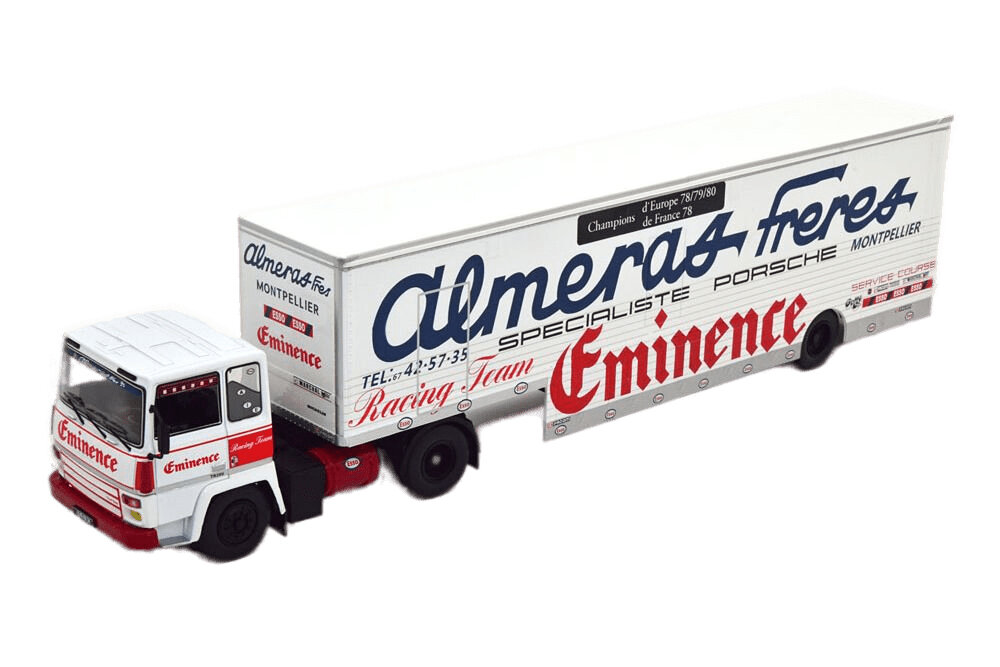 Модель коллекционная IXO Berliet tr 280 с полуприцепом almeras eminence porsche racing team 1980 / берлие ТР280