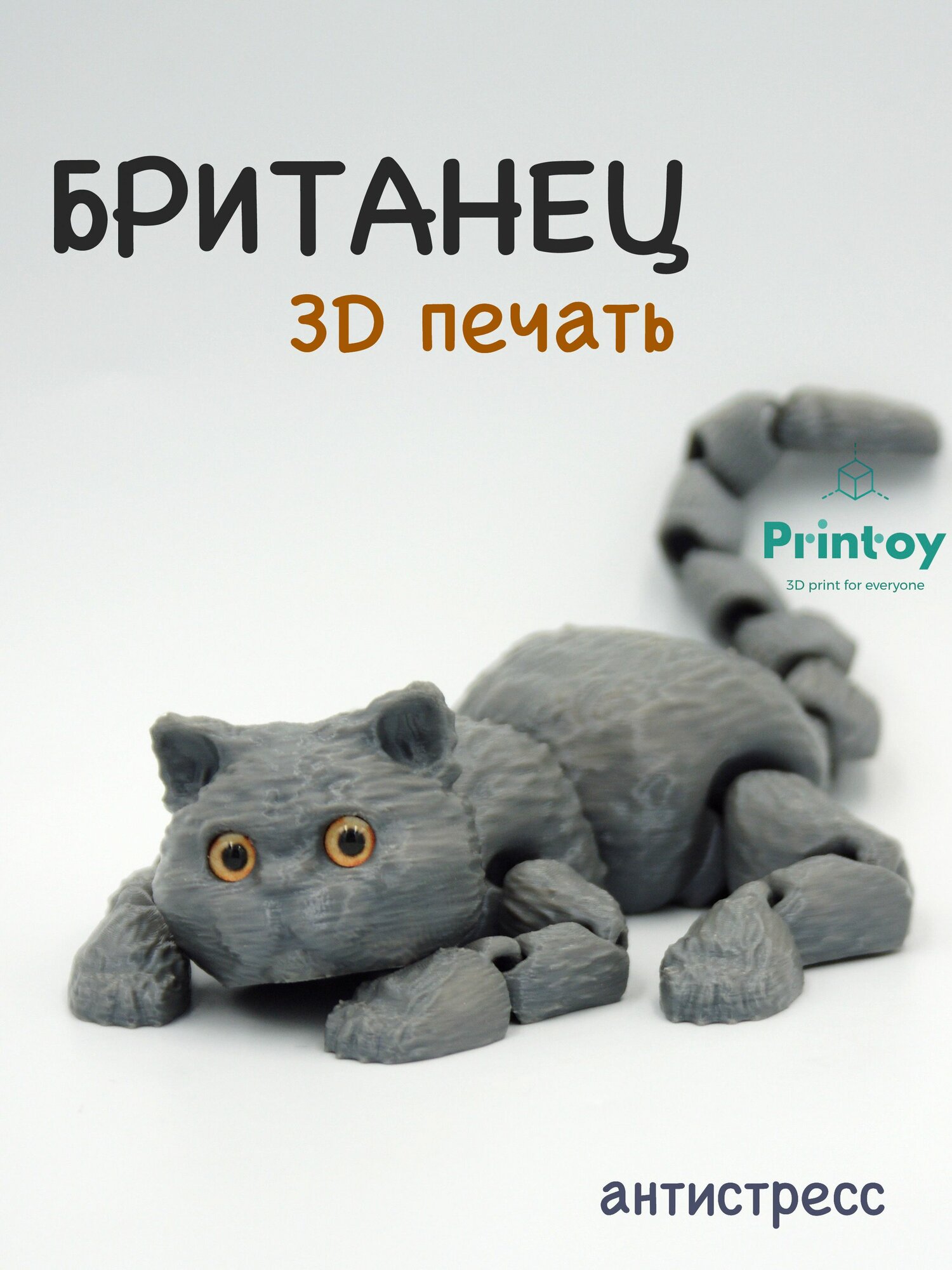Британец кот подвижный 3Д печать Printoy 3D кот печать подвижный