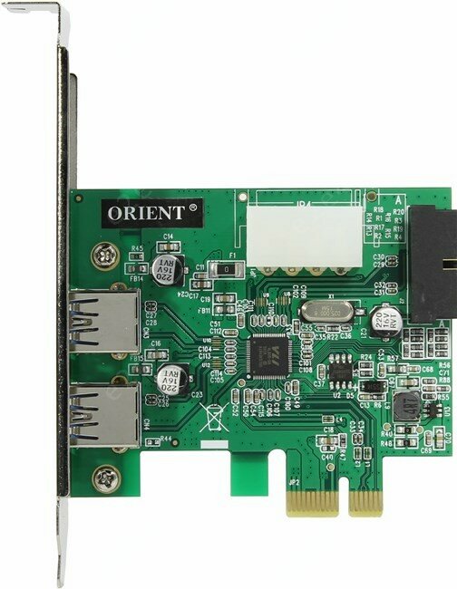 Контроллер PCI-E, USB3.0 Orient 2 port-ext + 2 port-int, доп разъём питания