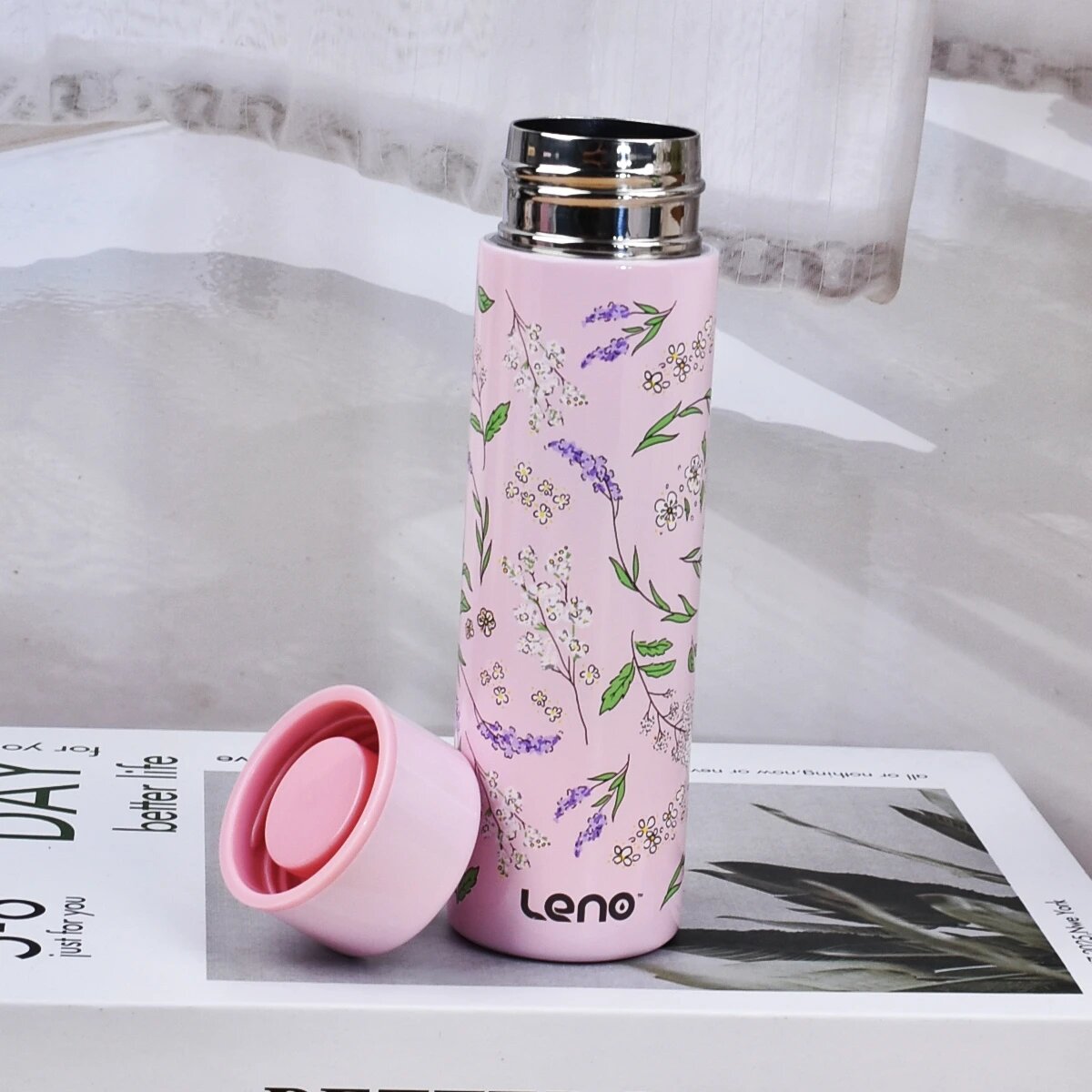 Лeno мини термос 150 мл нержавеющая сталь pink