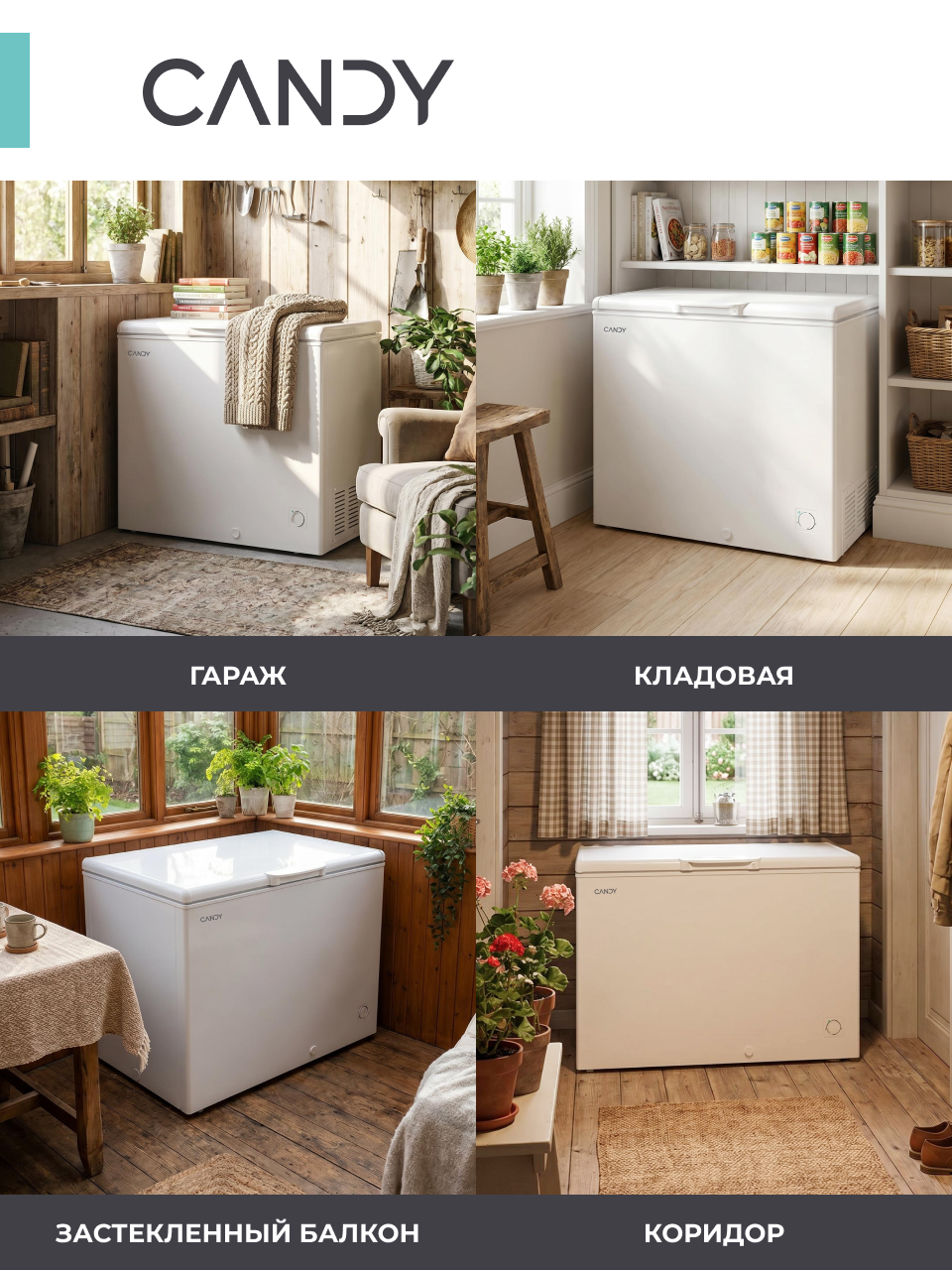 Морозильный ларь CANDY CCF301AW, полезный объем 300л, глубина 62см, 7 температурных режимов, замораживание 21кг/сутки — фото 1