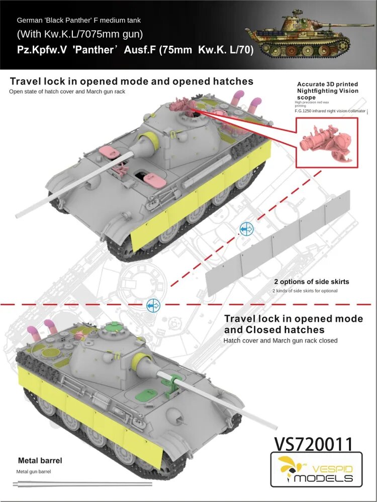 VESPID VS720011 1/72 Леопард Тип F (75mm) Пластиковые модели танков