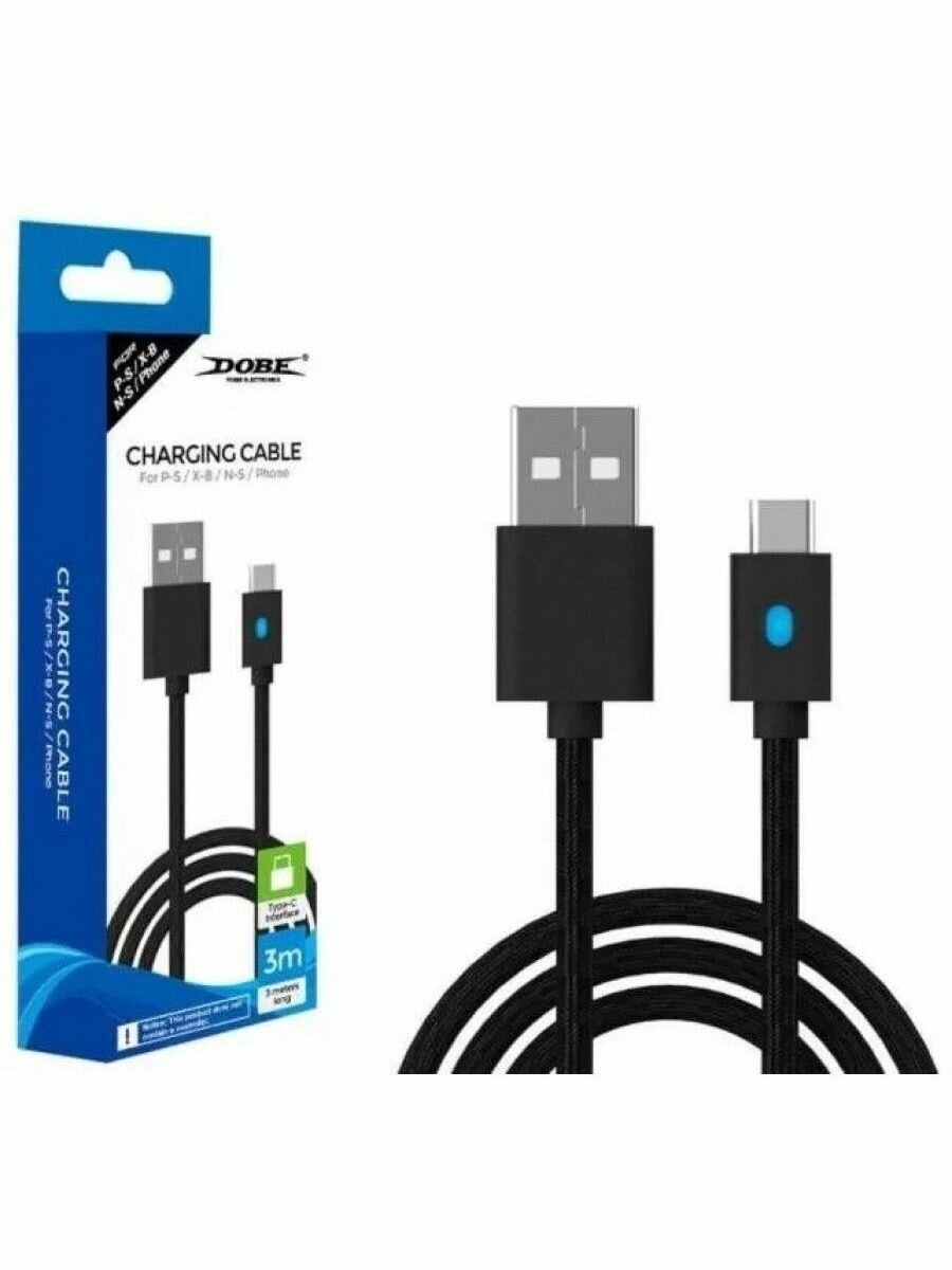Соединительный кабель Dobe USB / Type-C 3 метра для зарядки геймпада (TY-0803)