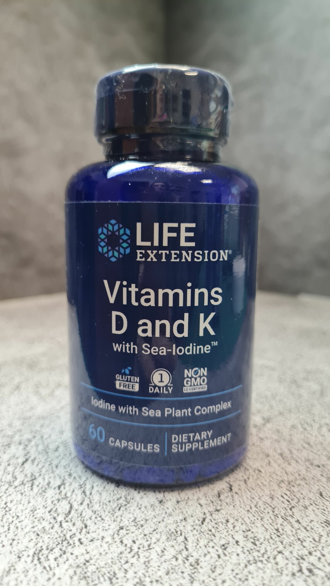 Life Extension Vitamins D and K with Sea-Iodine, 60 Capsules, Лайф экстеншн Витамины D и К с йодом Sea-Iodine, 60 капсул