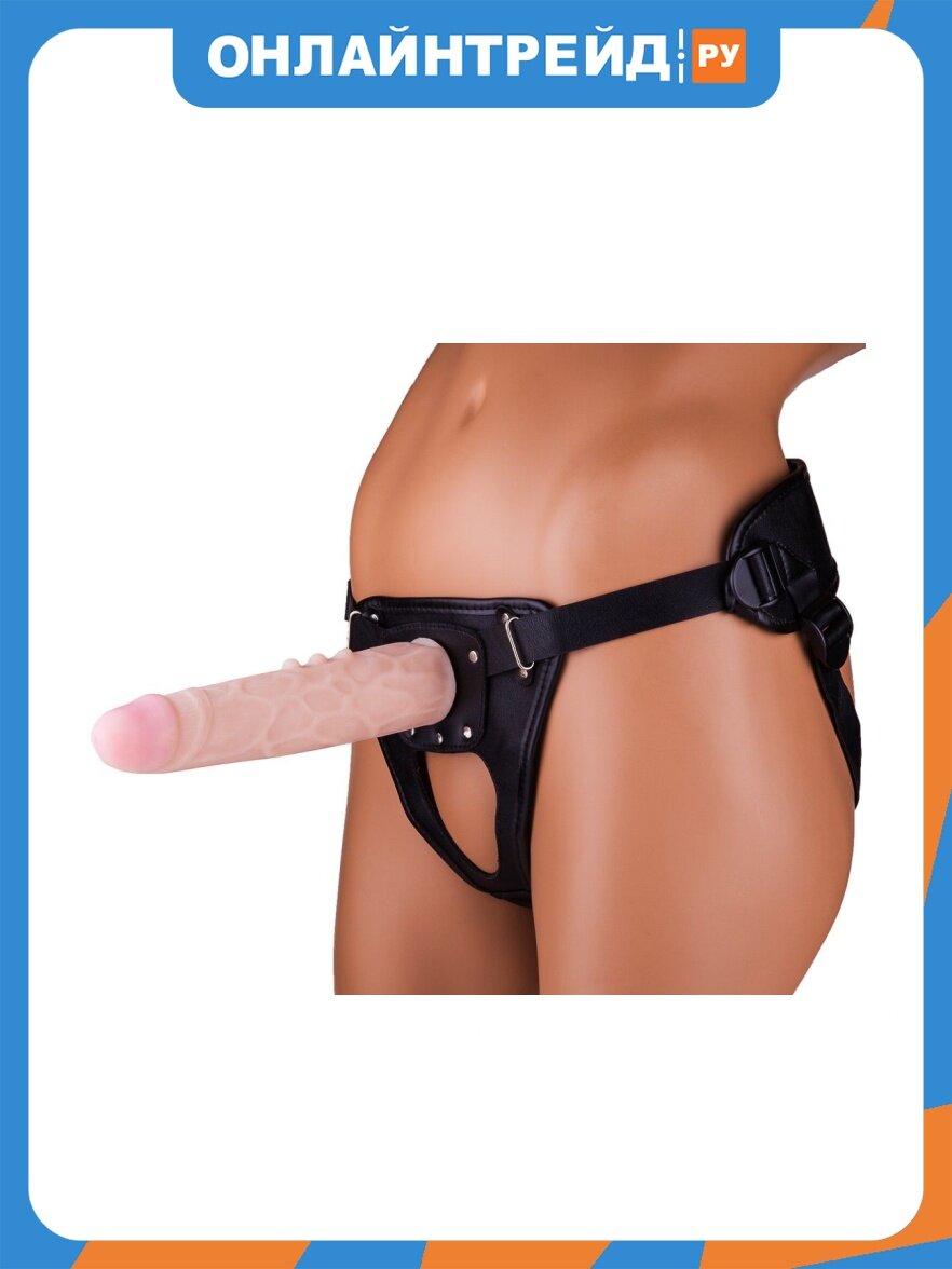 Насадка-фаллоимитатор Lovetoy (а-полимер) в комплекте с трусиками Harness - 21,6 см.