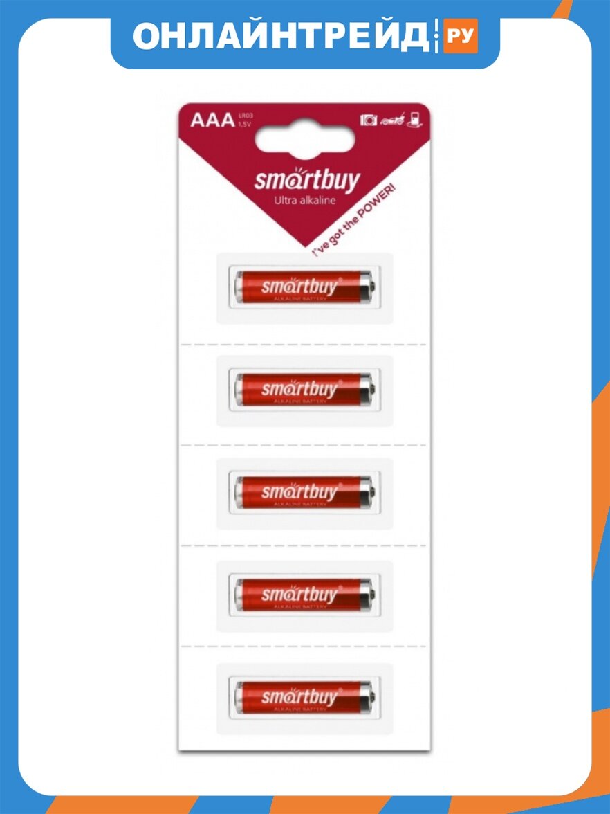 Элемент питания Smartbuy Ultra Alkaline LR03 AAA бл 5