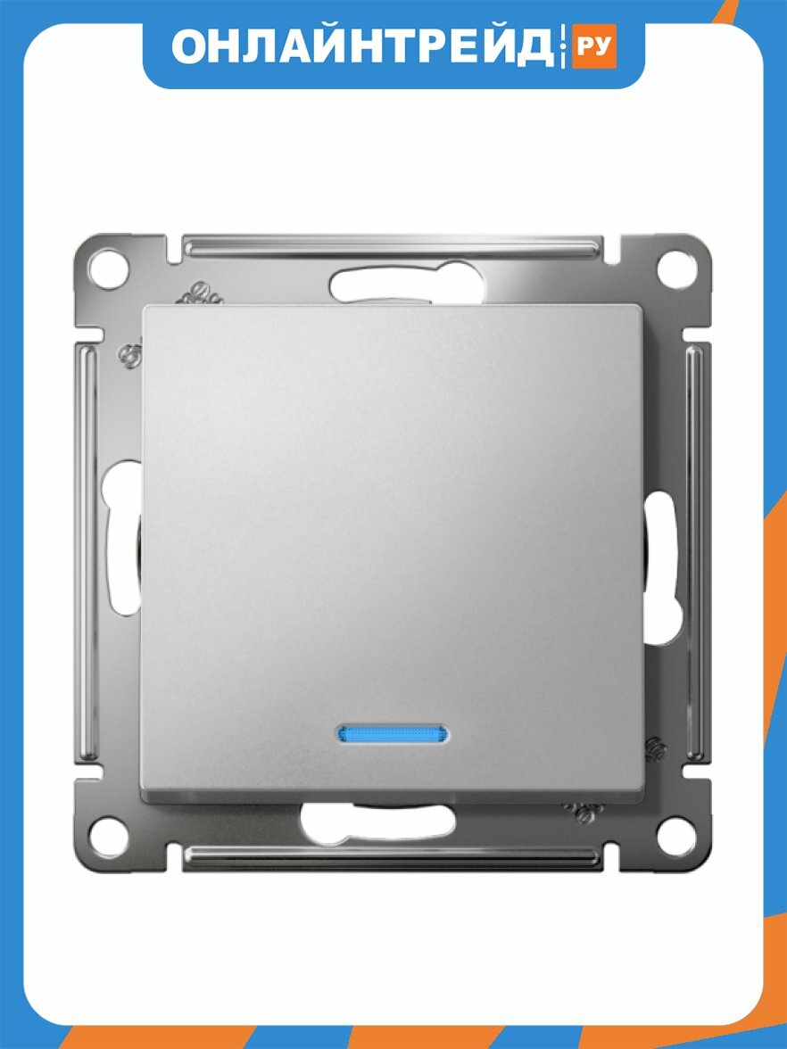 Выключатель 1-клавишный с подсветкой Systeme Electric (schneider Electric) SCHNEIDER ELECTRIC ATLASDESIGN, сх.1а, 10АХ, механизм, алюминий, ATN000313