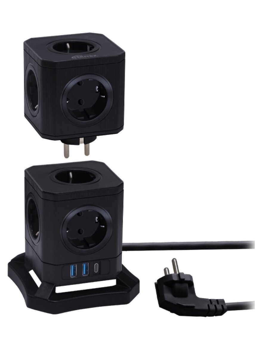 Сетевой фильтр Ritmix RM-292C 9 розеток, 2 х USB+TypeC, 2м, черный — фото 1