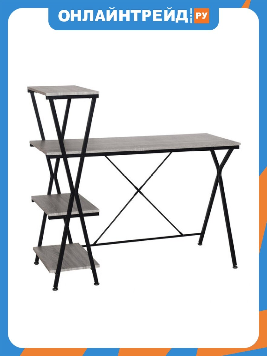 Стол на металлокаркасе Brabix LOFT CD-004 (1200х535х1110мм), 3 полки, цвет дуб антик