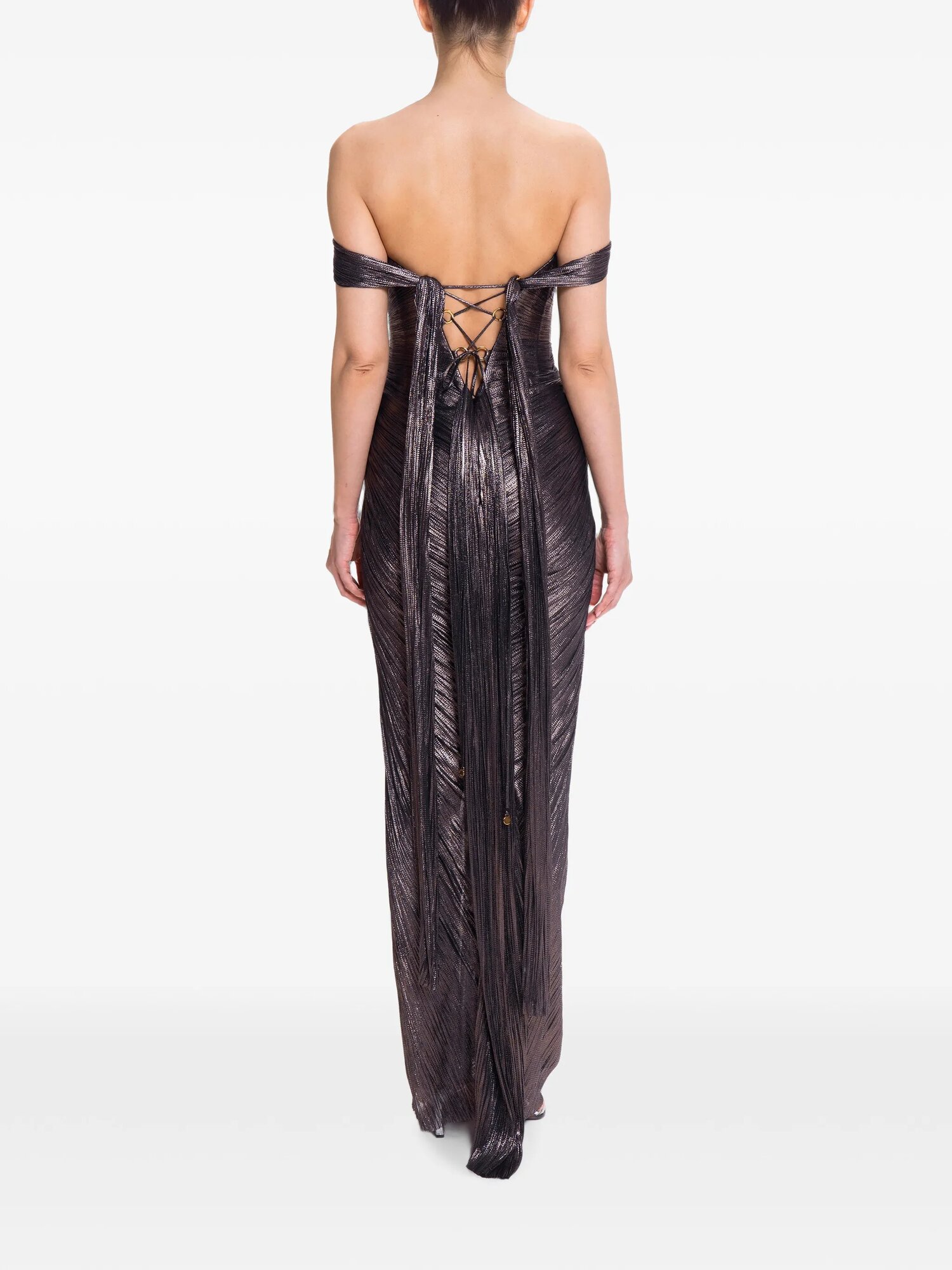 Платье Maria Lucia Hohan Off-shoulder pleated maxi dress, размер 34 — фото 1