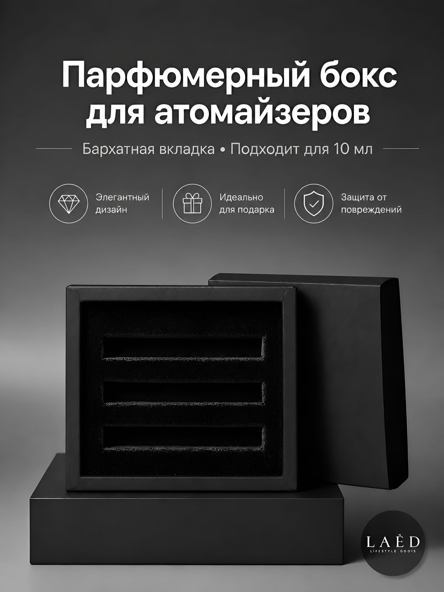 Парфюмерный бокс для атомайзеров 10 мл с бархатной вкладкой, коробка для отливантов