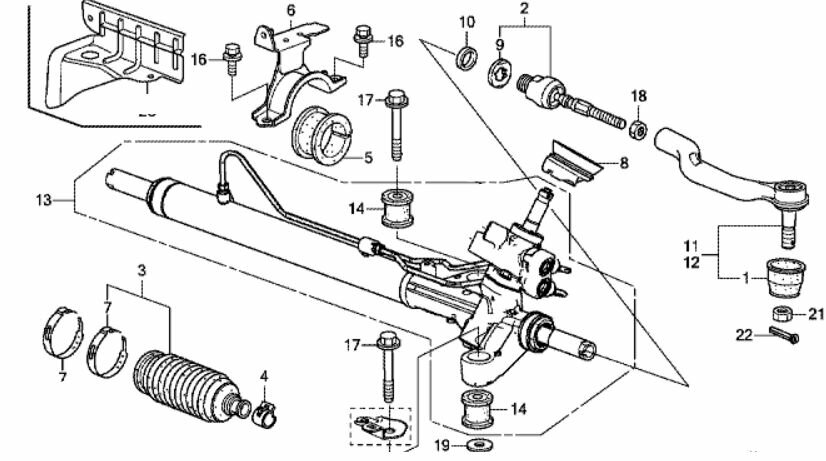 Наконечник рулевой тяги (левый); Артикул Honda: 53560TP6A02 (Оригинал)
