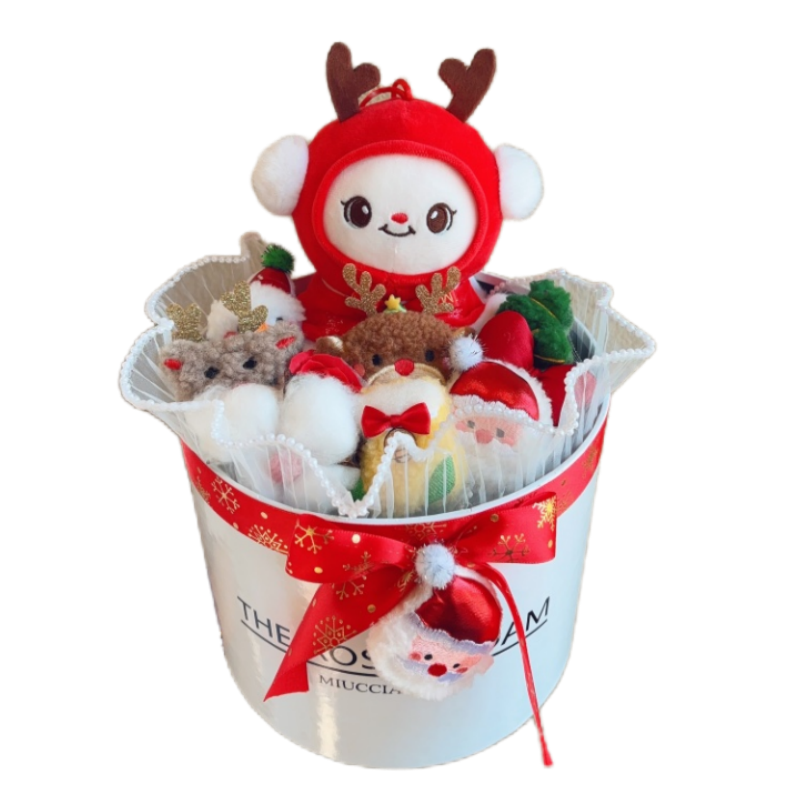 Плюшевый букет унисекс XIONGJUN Рождественский мультяшный, Snowman Round Hug Bucket-27*20CM
