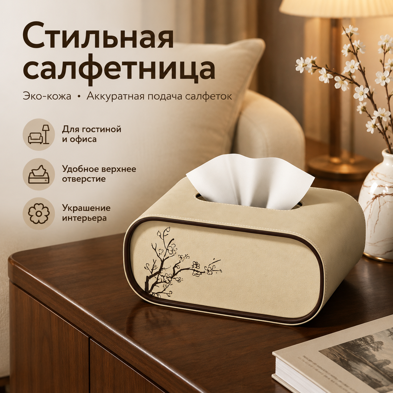 Кожаная коробка для салфеток для спальни, настольное хранилище салфеток