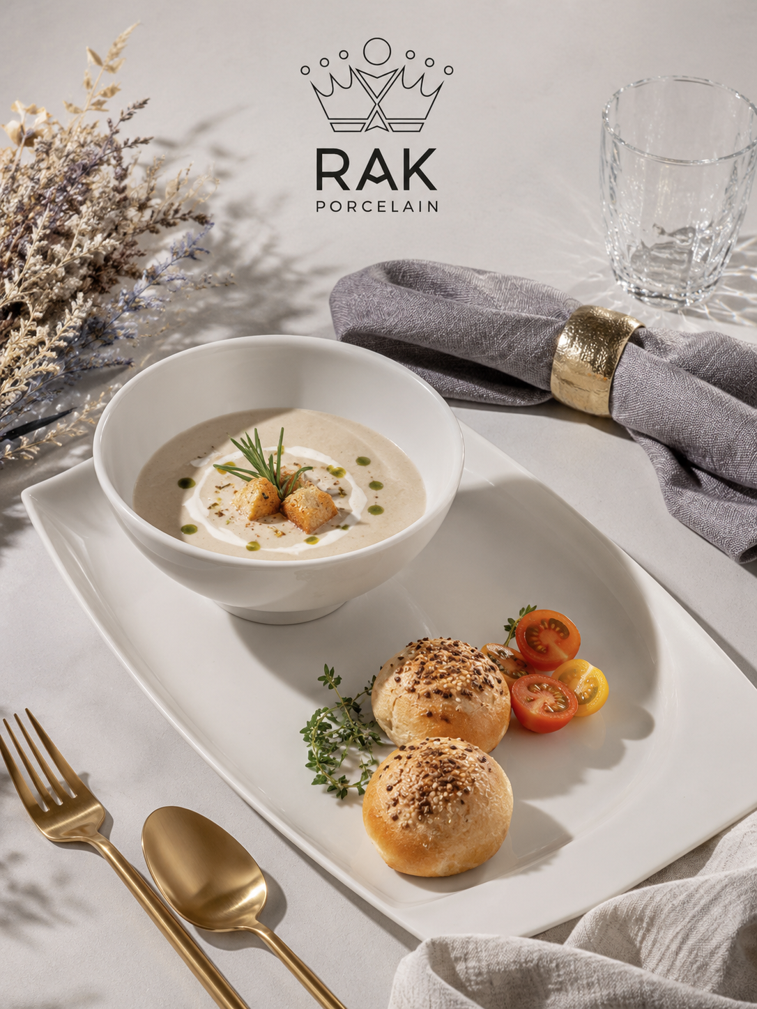 Набор тарелок, столовой посуды RAK Porcelain 2 шт, прямоугольная 31Х20 см, салатник. Премиум фарфор. АОЭ