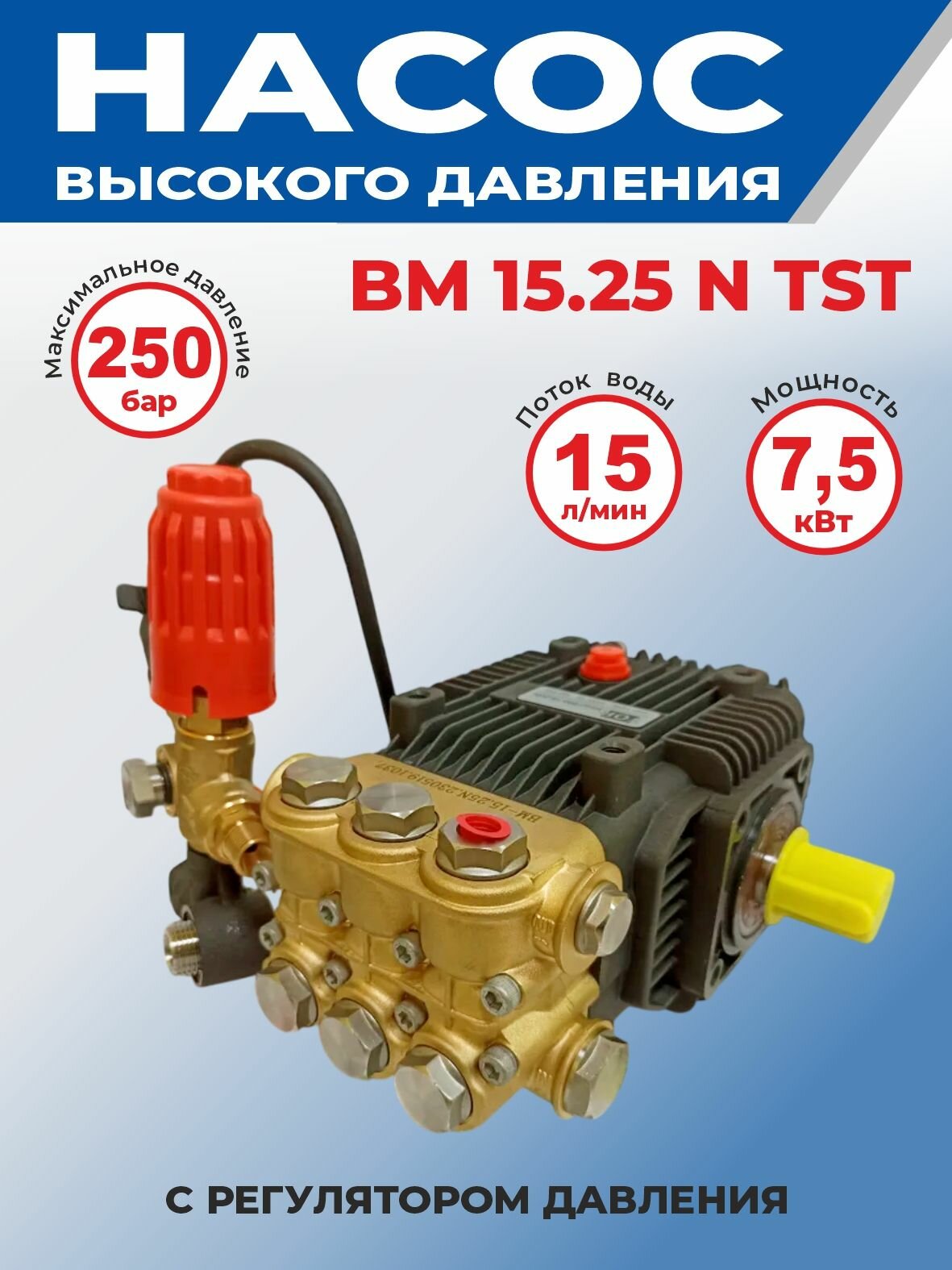 Насос высокого давления для мойки TOR BM 15.25 N Total Stop, 250 (бар) 15 (л/м)