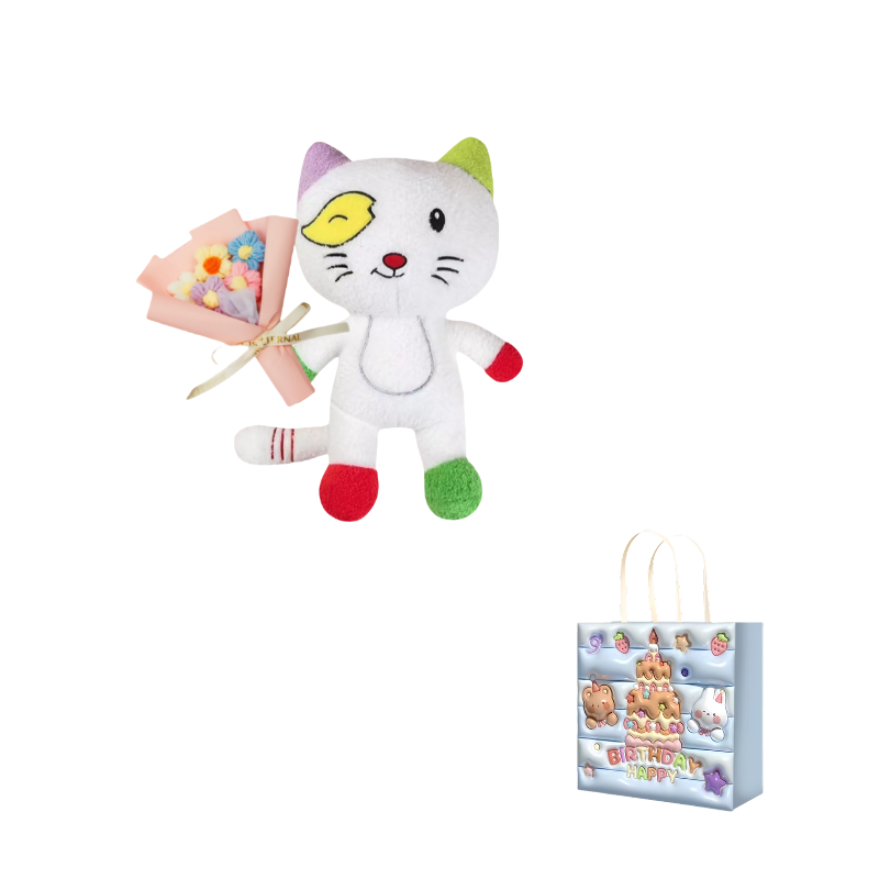 Плюшевая игрушка унисекс MENGSHUQI Kitten+Flower, 30CM EU