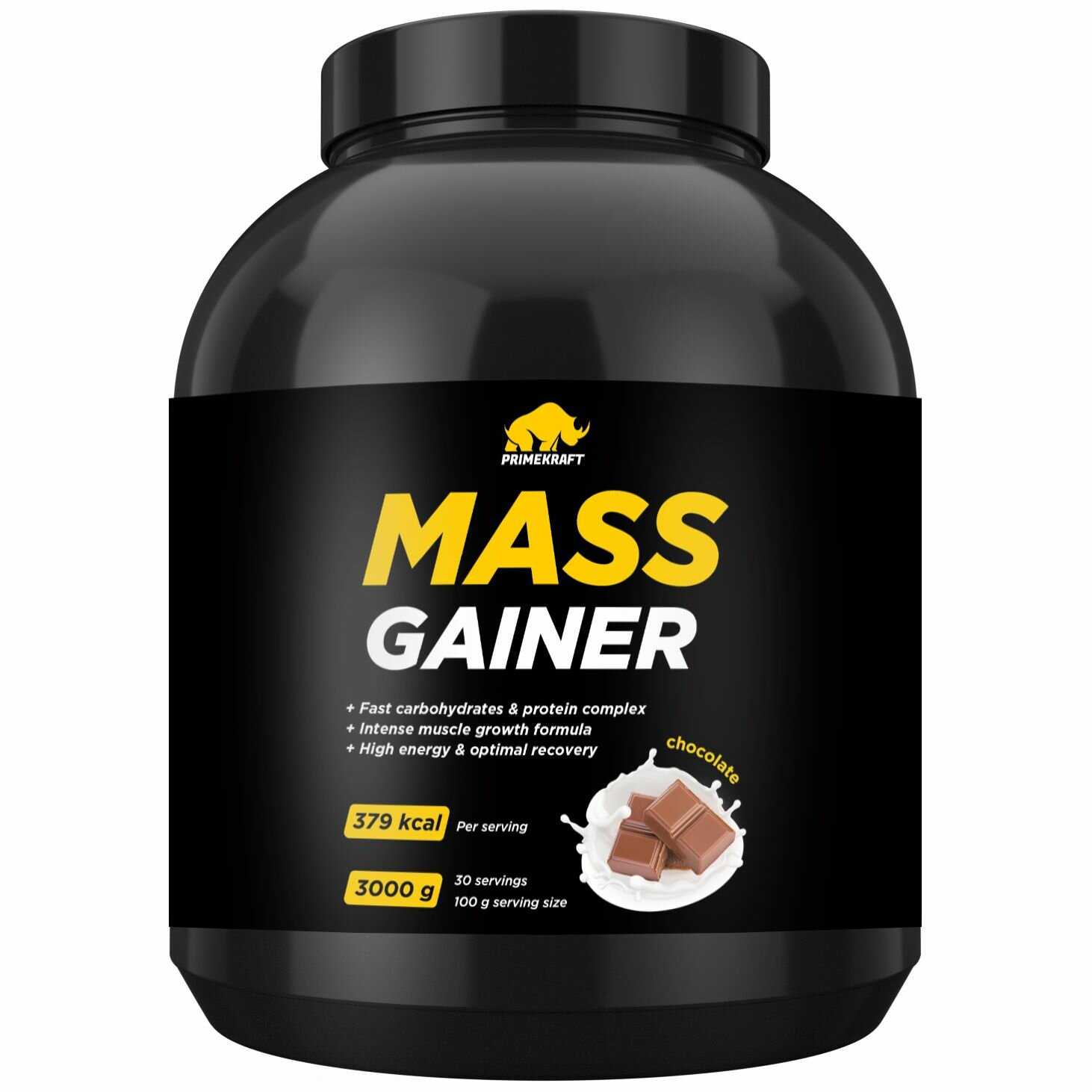 Гейнер для набора массы Prime Kraft Mass Gainer - 3000 г, шоколад (банка)