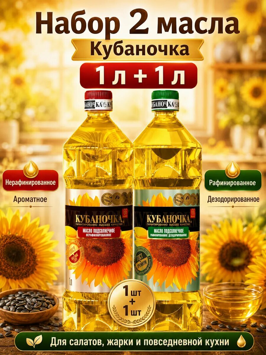 Масло подсолнечное набор 2 бутылки по 1 л