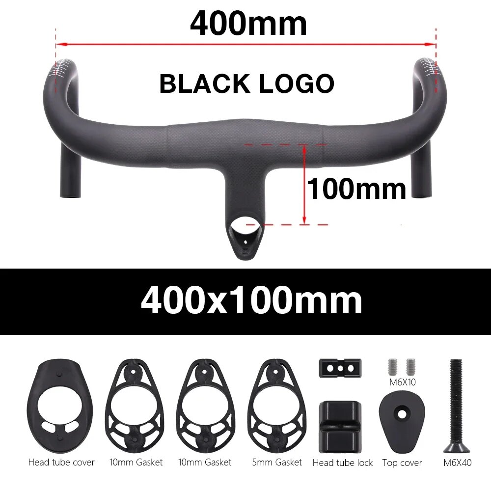Руль шоссейный 400x100mm Black Logo