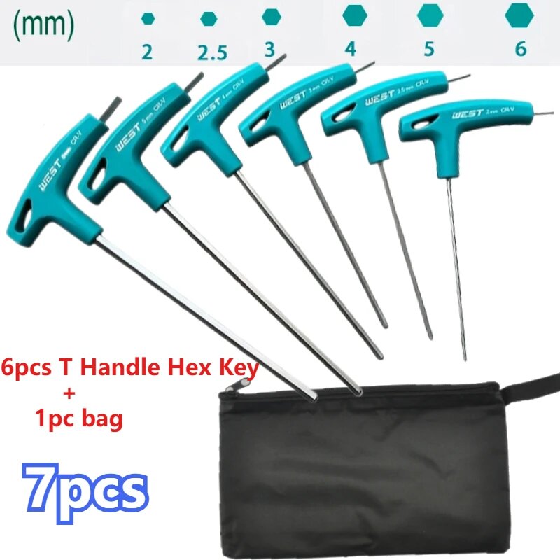 Набор шестигранных ключей T-образных 2/7/8 шт. 7pcs(tool with bag)