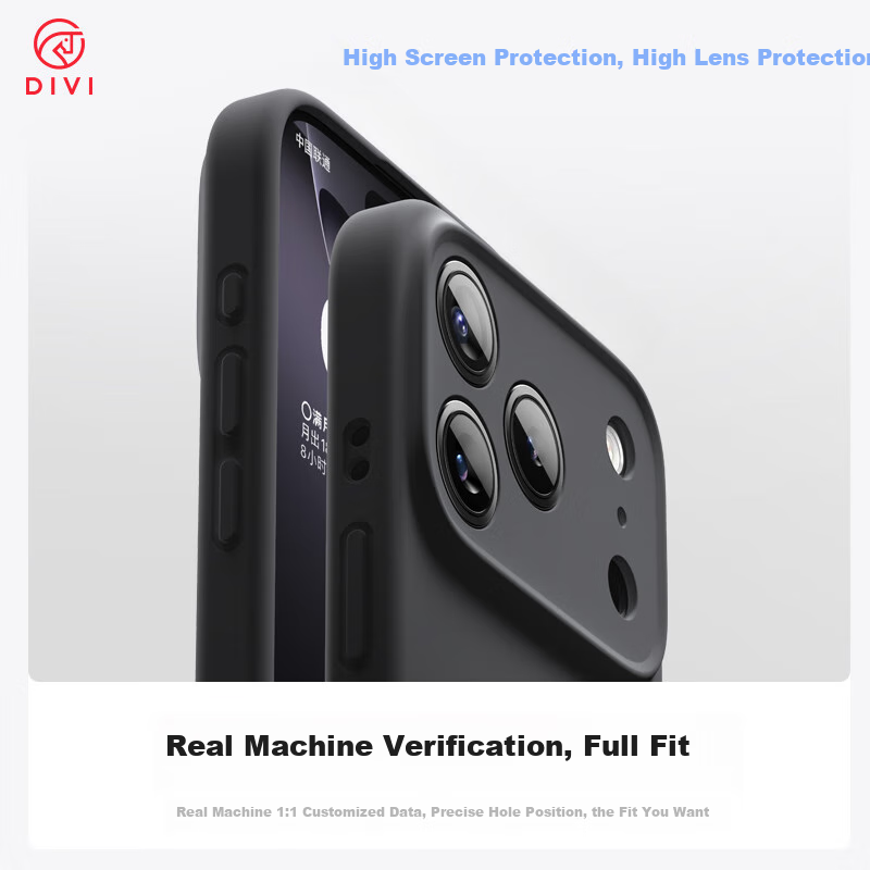 DIVI Официальный истинный жидкий силиконовый чехол для iPhone 17 Pro Полная защита линз Ультратонкий противоударный
