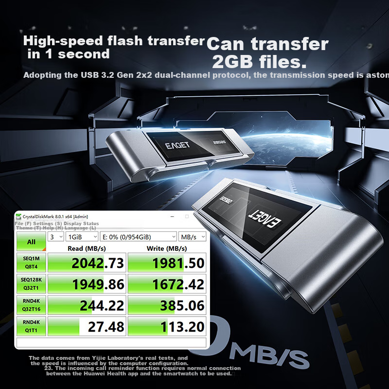 EAGET SU220 1TB портативный SSD с двойным интерфейсом USB3.2 Type-C, скорость 2000 МБ/с для смартфона компьютера и