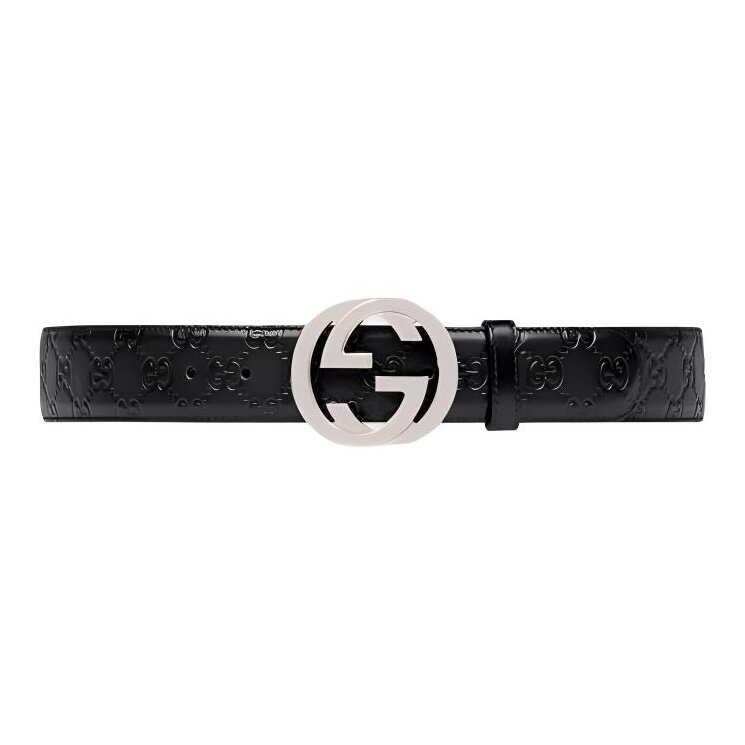 GUCCI Подпись Коровья кожа Ремни Мужской Черный 4CM 90