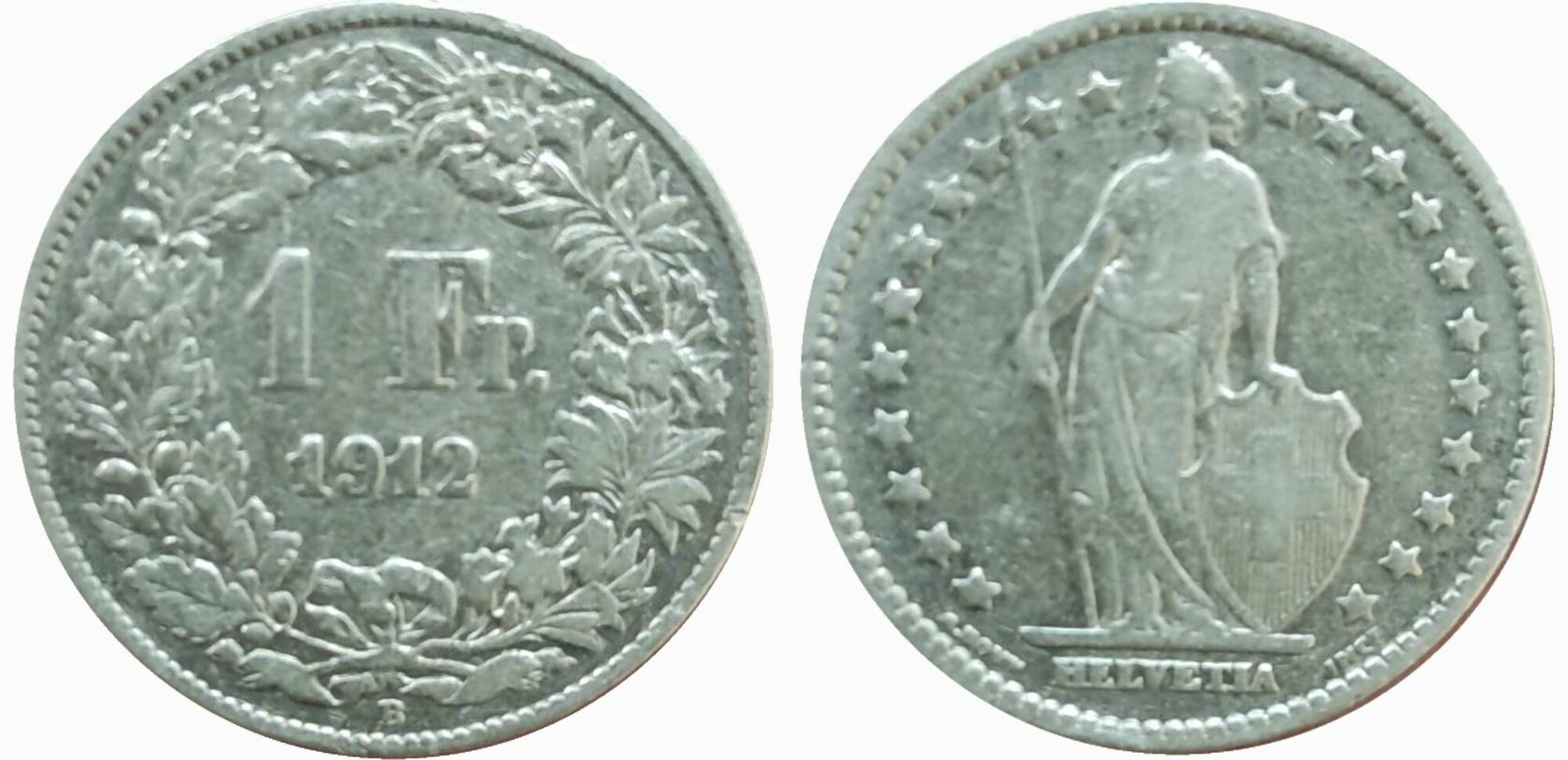 Швейцария 1 франк 1912 Гельвеция VF