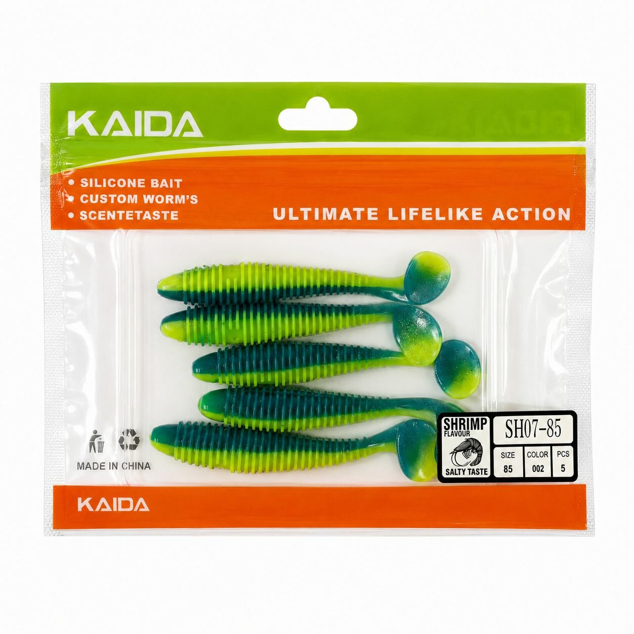 Набор силиконовых приманок KAIDA SH07-85 8.5см 5шт COLOR 002