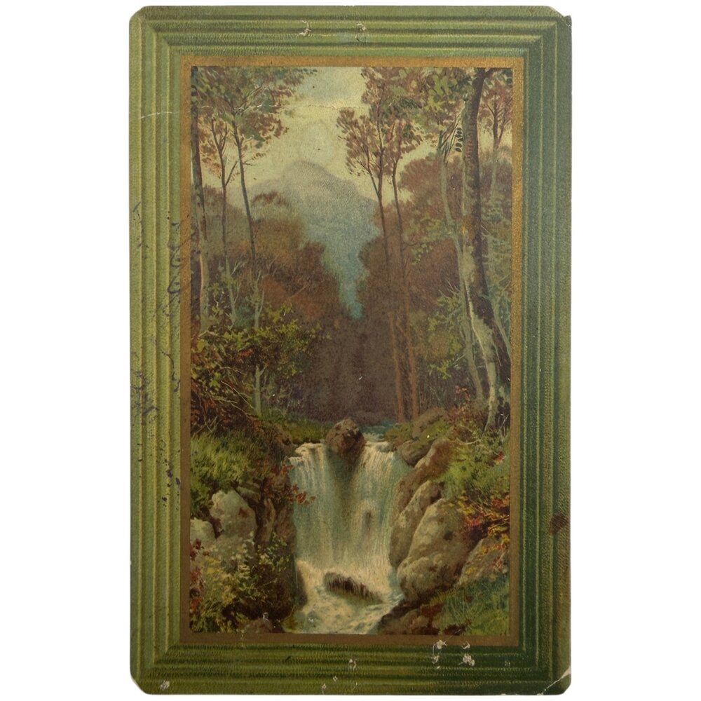 Почтовая открытка "Горный водопад в лесной чаще" 1900-1908 гг. Германская Империя