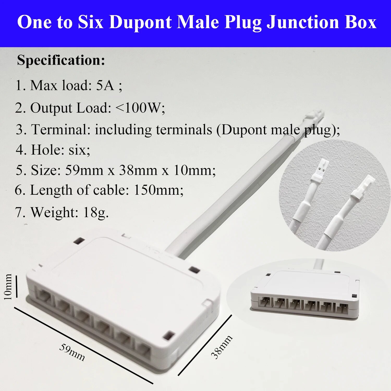 Разветвитель Dupont Male 1-6, 15см junction box