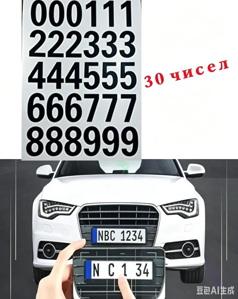 Защитная плёнка для автомобильных номеров, 30 цифр