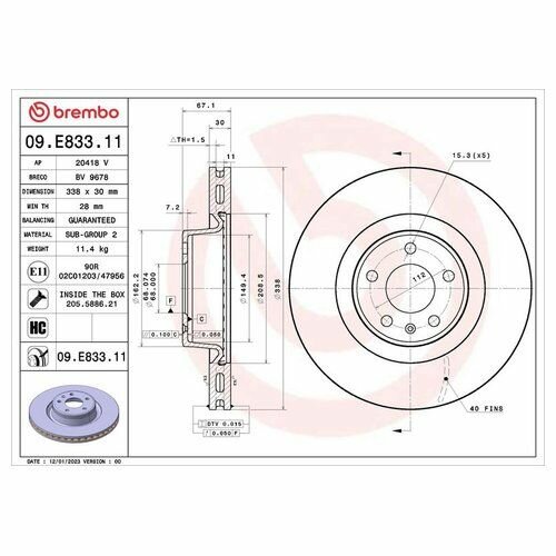 Диск тормозной Brembo 09E83311