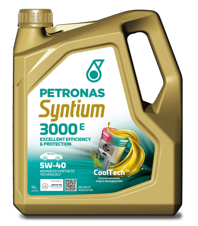 Масло моторное PETRONAS Syntium 3000 E 5W-40 синтетическое 4л, артикул 70731K1YEU