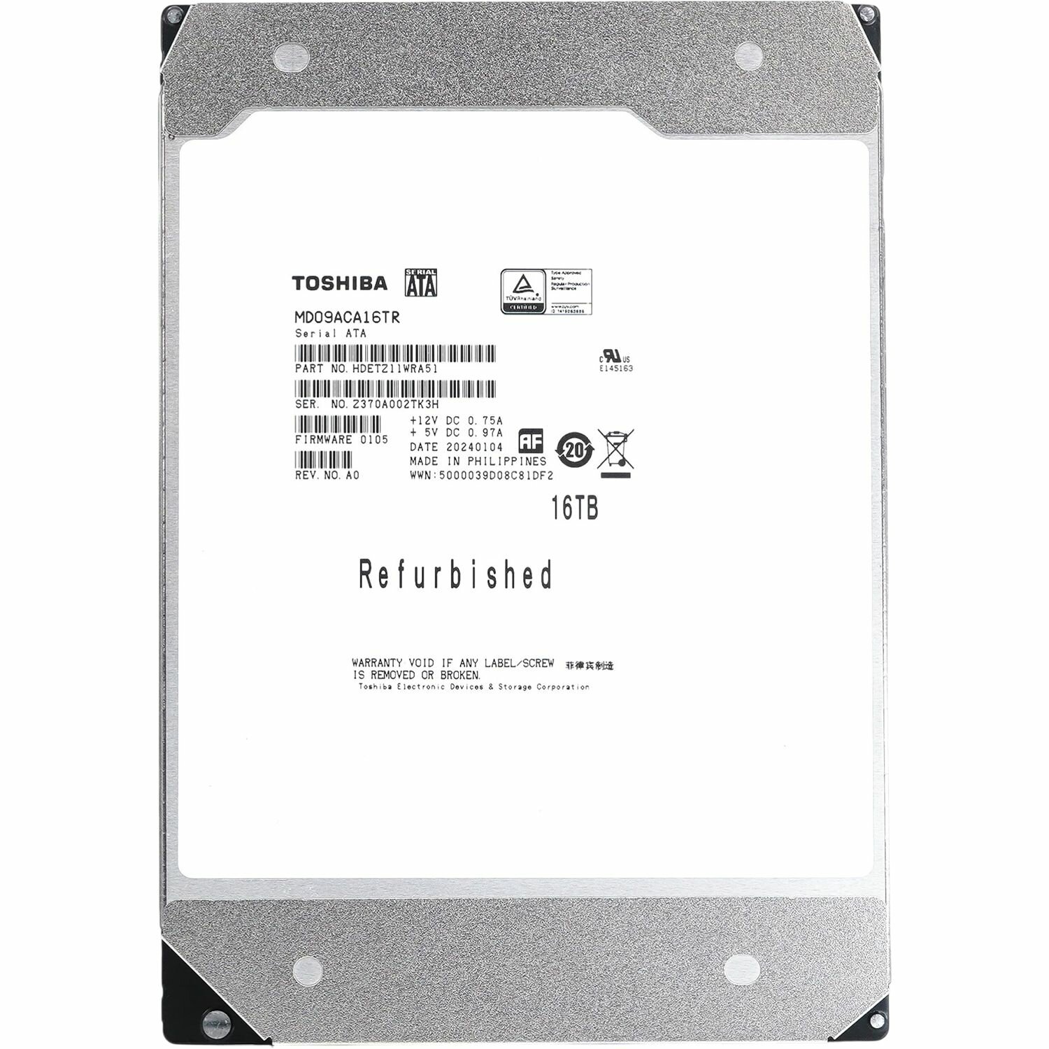 Жесткий диск Toshiba MD09ACA16TR 16 ТБ 3.5" SATA-III