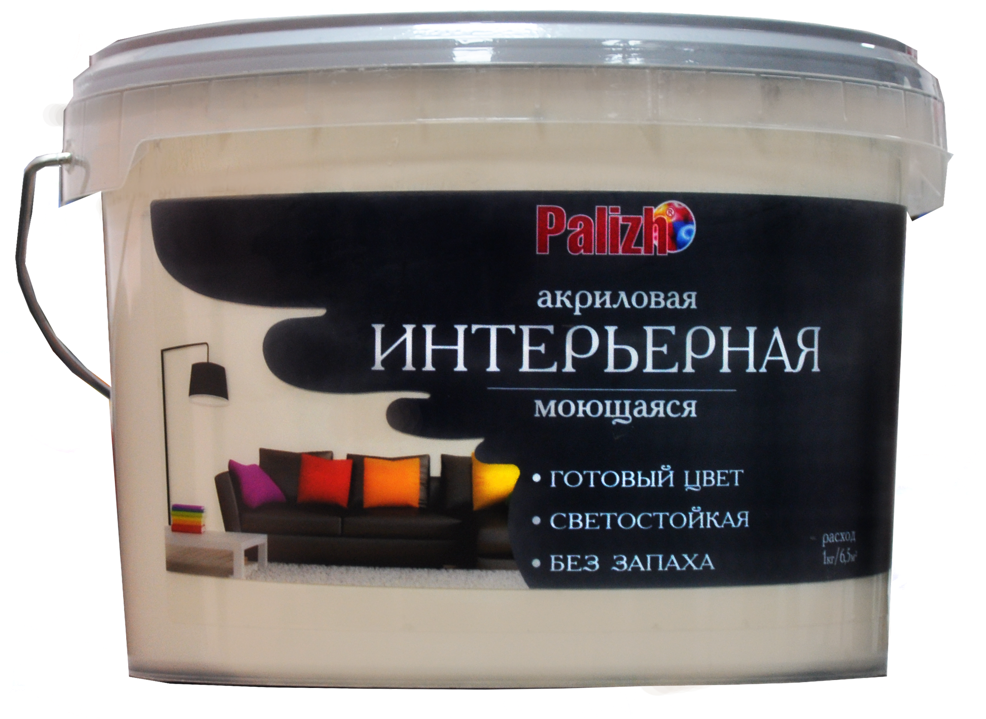 Краска акриловая интерьерная моющаяся №311 Palizh шафран (3,7 кг) для декора, для всех видов ЛКМ, для базы А, С