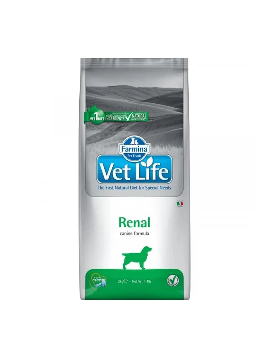 Корм для собак Vet life Renal, почечная недостаточность 2кг