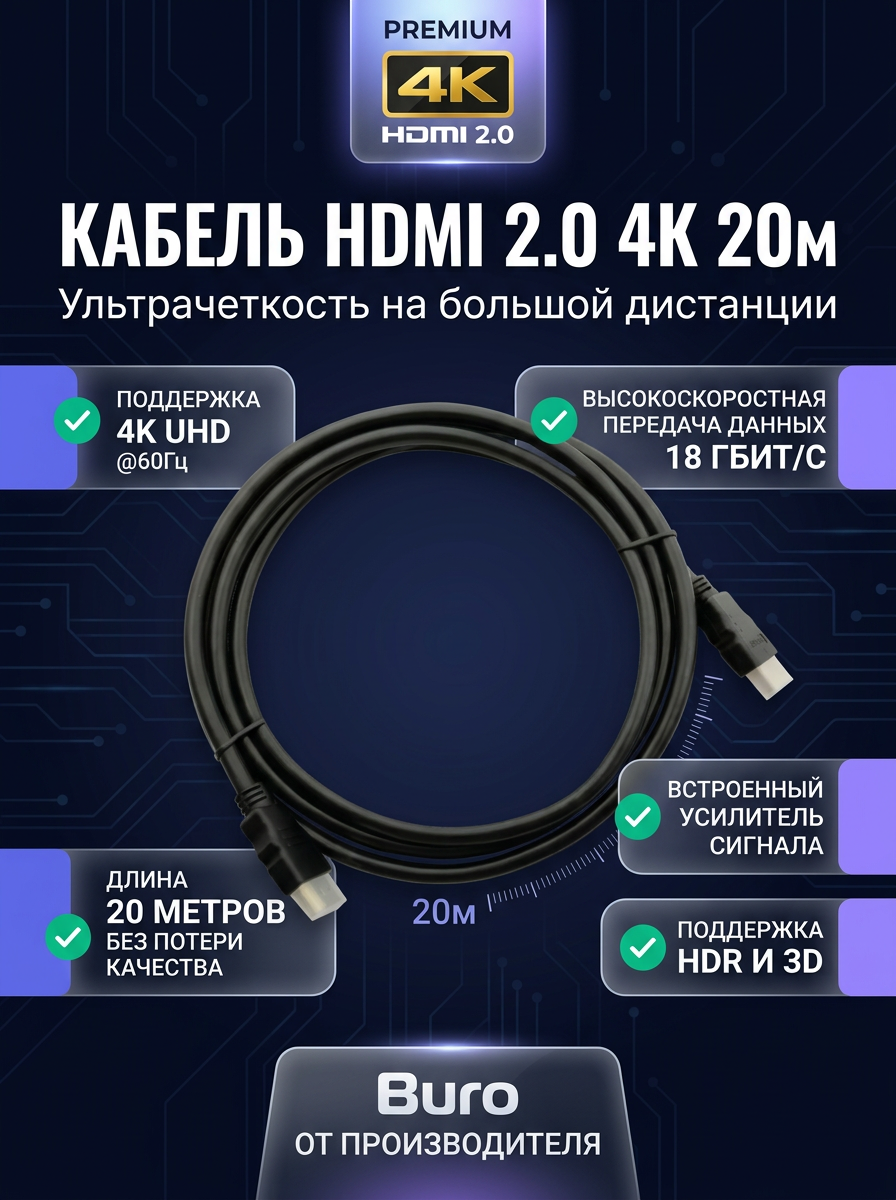 HDMI to HDMI (19M -19M) 20м