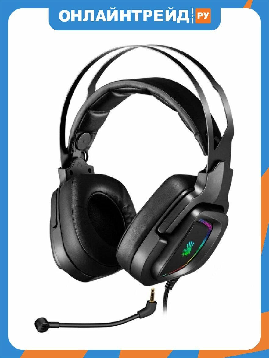 Игровые наушники A4TECH Bloody G570, проводные (USB), черный/серый