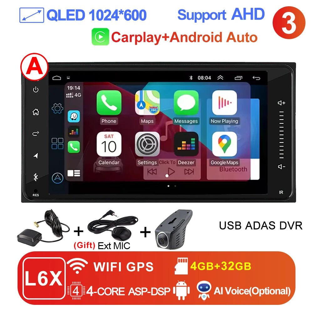LEHX 2DIn Raido Стерео Автомобильный Android 14 Мультимедийный плеер Для toyota HG-L6X(4-32GB)DVR